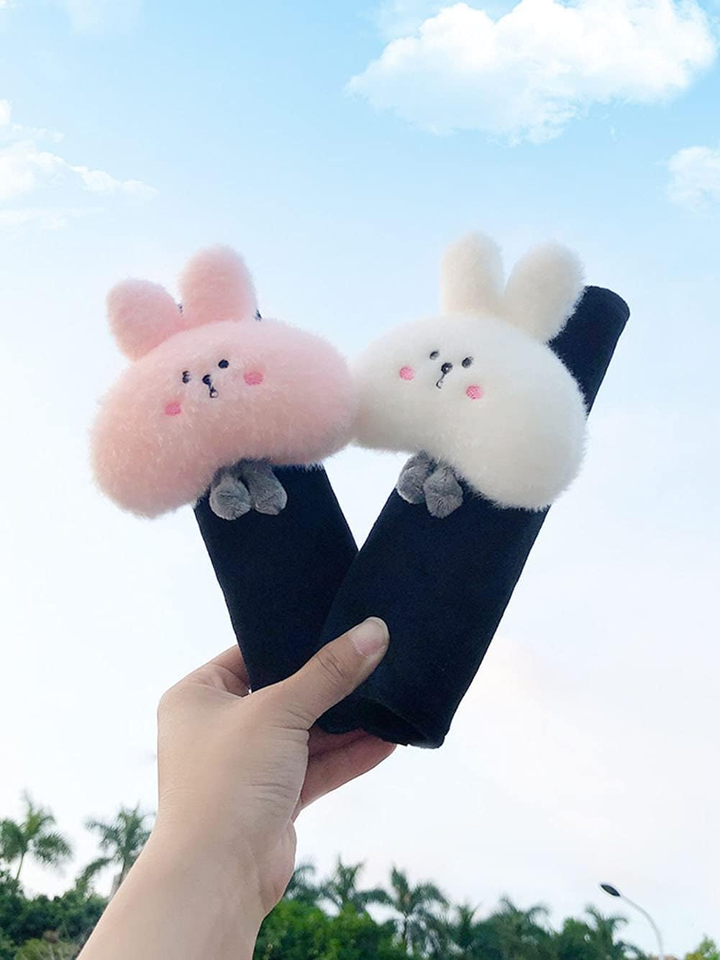 2 Pack Cute Cartoon Bunny Soft Seat Belt Covers Should Pad Neck Cushion ...