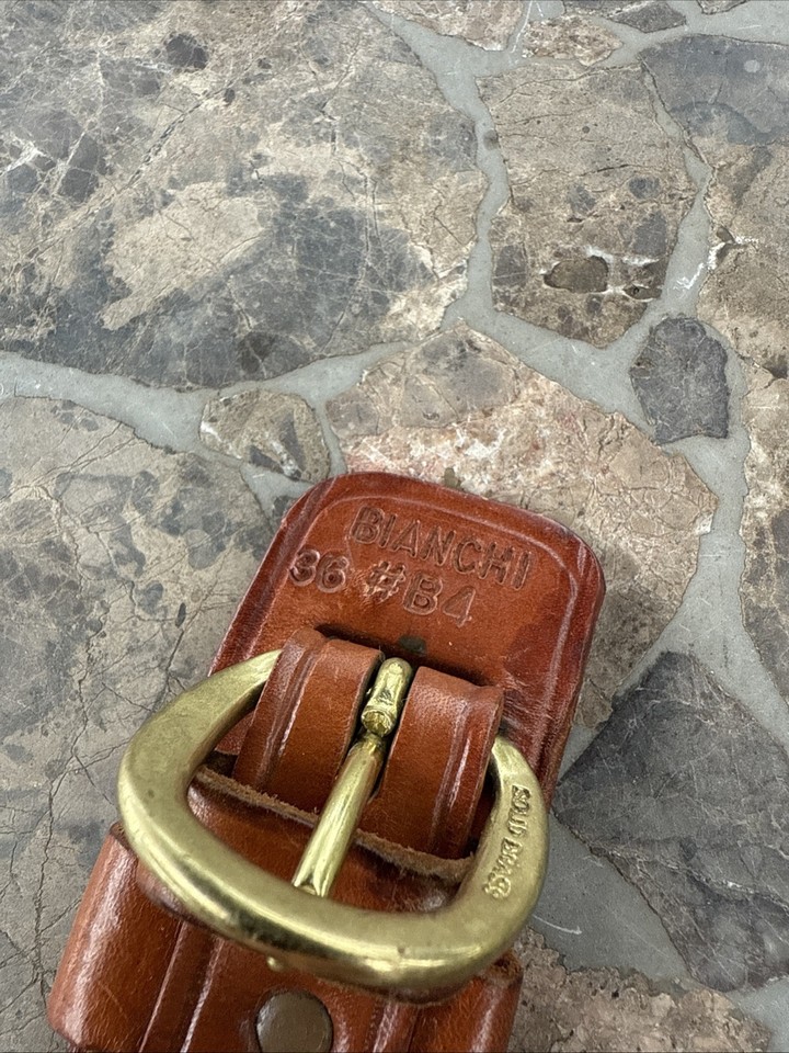 Bianchi B4 Ranger Belt Plain Tan Size 36 Brass Buckle 1.75" Width B4 | eBay