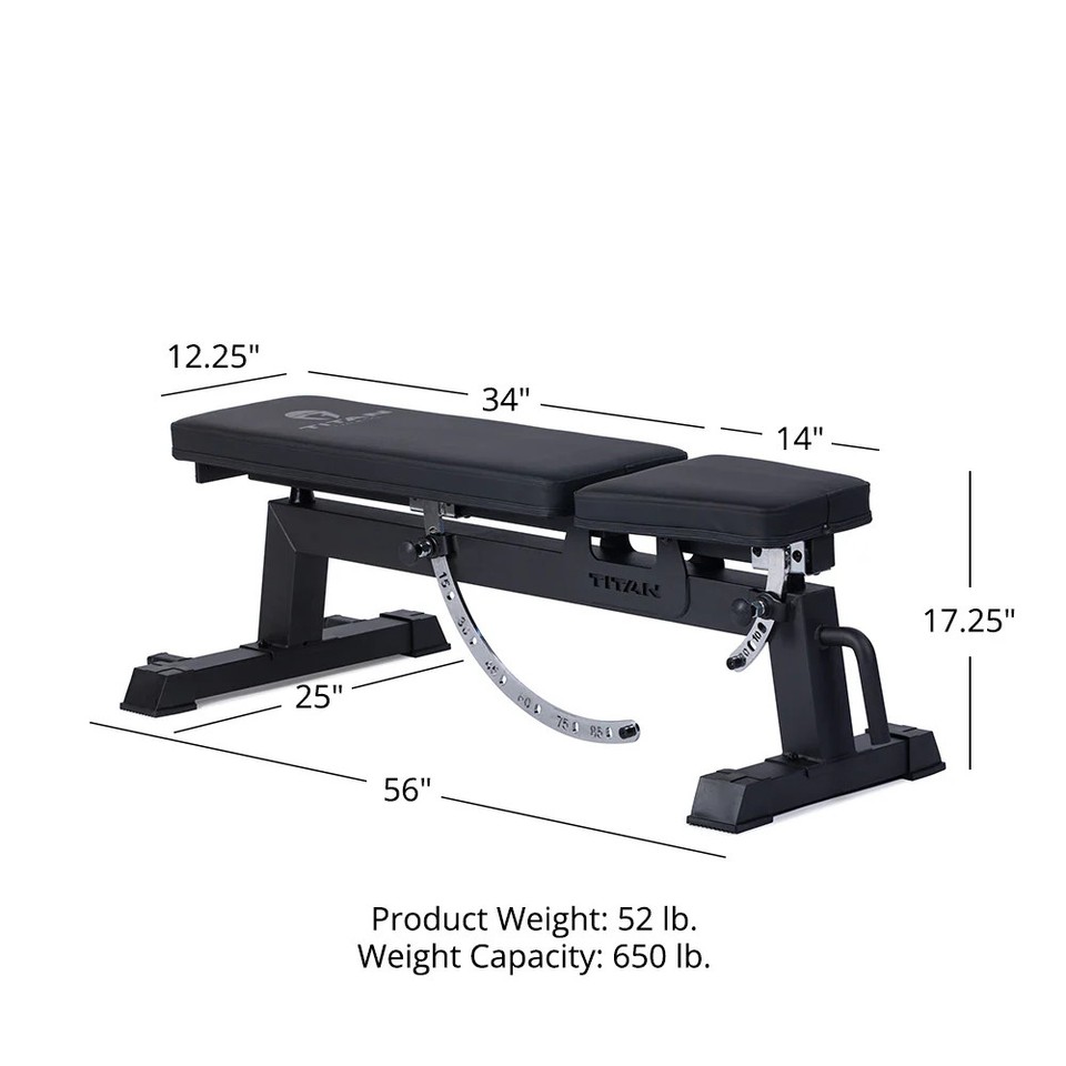 Titan Fitness Performance Series Adjustable Bench, Rated 650 LB Incline ...