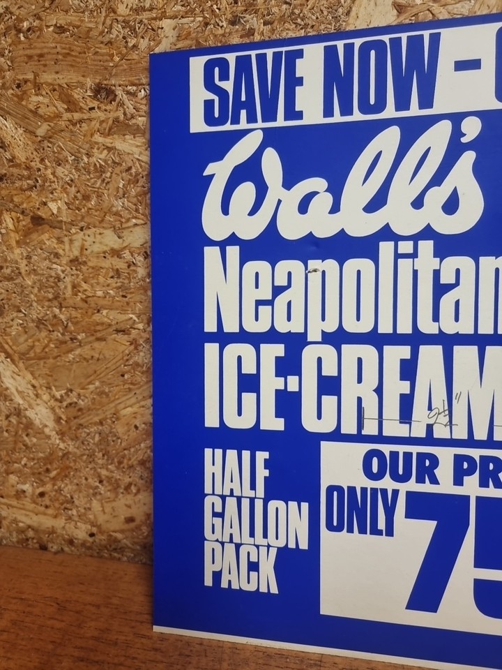 Wall's Neapolitan Ice Cream Advertising Show Card Sign Shop Counter ...