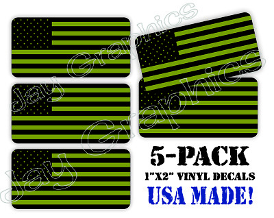 5x OD Green American Flag Hard Hat Decals Helmet Stickers Military Army ...