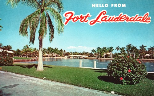 Vintage Postcard Hello From Fort Lauderdale City Canals Beautiful Homes ...