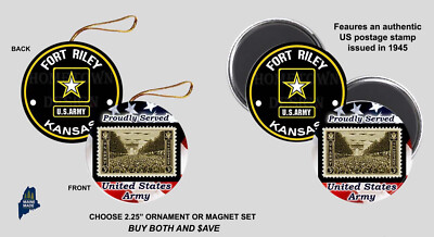 FORT RILEY US ARMY Ornament / Magnets - Military Gift Base Veteran ...