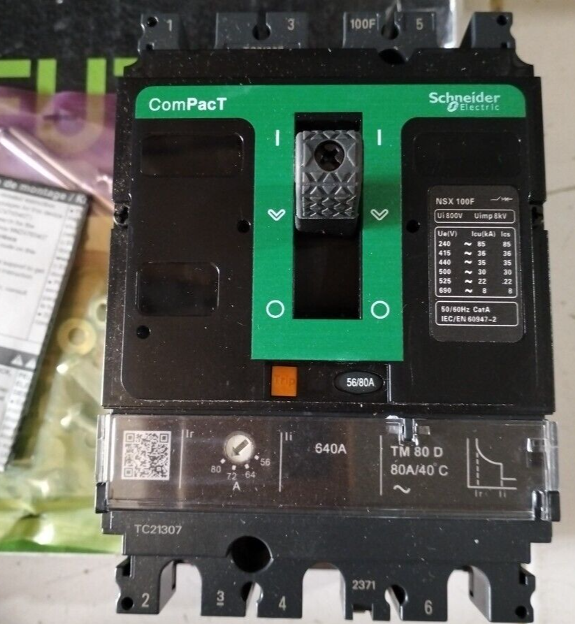 1PC- Schneider C10F3TM080 Circuit breaker, ComPacT NSX100F, 36kA/415VAC ...