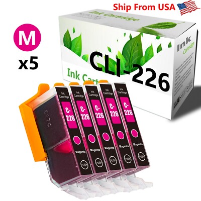 (5-Pack, Magenta) CLI226 CLI-226 Ink Cartridge for Pixma MG5100 MX710 ...