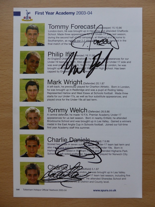 2003-04 Tottenham Hotspur Signed Legend Profile Pages - Individually ...
