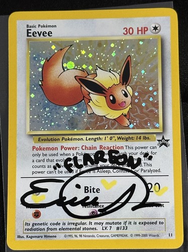 Erica Schroeder Autographed Eevee Holo #11 Authenticated Paperwork. Pop ...