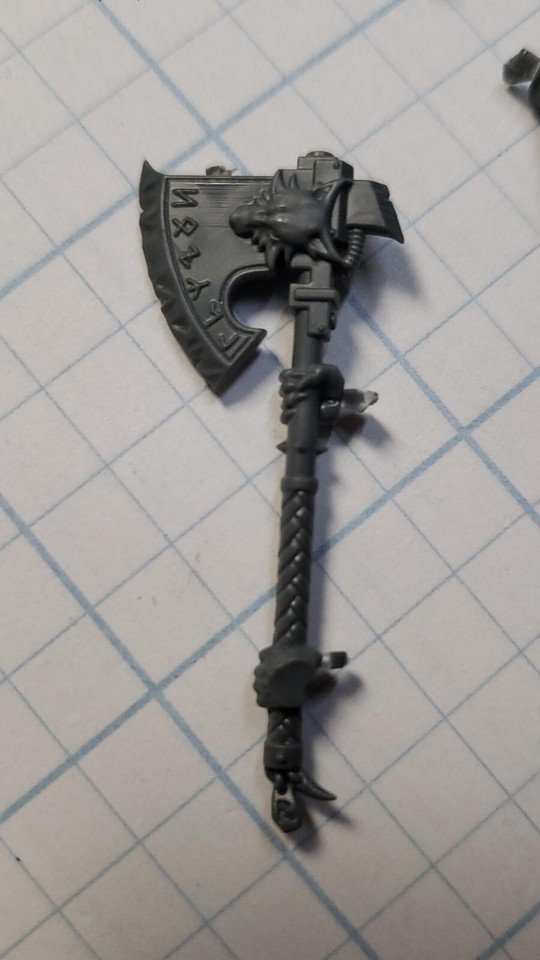 Warhammer 40k Space Wolves Bits Wulfen Engraved Great Frost Axe w Arms ...