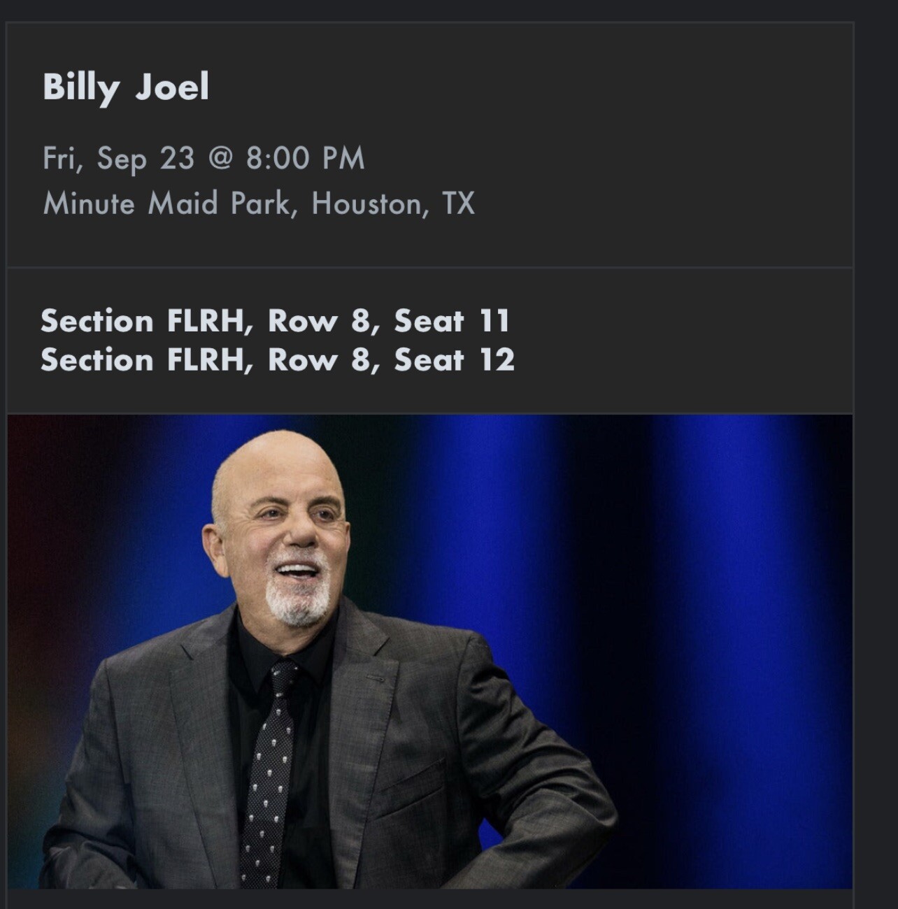 Billy Joel Concert Tickets- Floor Seats! | eBay