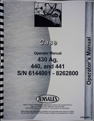 JI Case 430 435 440 441 445 Tractor Owners Operators Manual SN# 6144001 ...