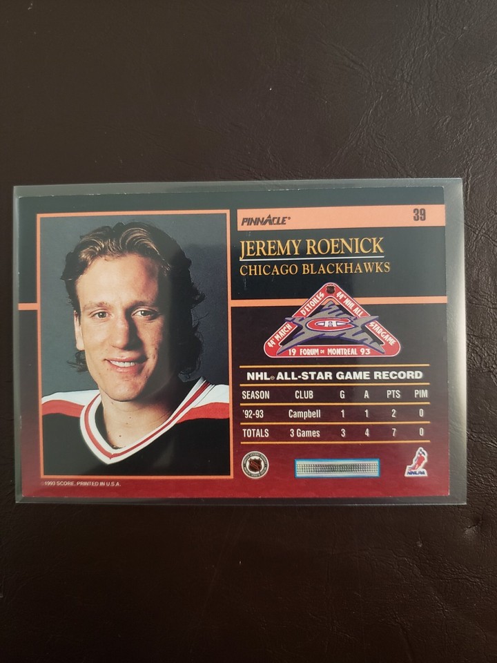 1993-94 Jeremy Roenick All Star Game Pinnacle Hockey Chicago Blackhawks ...