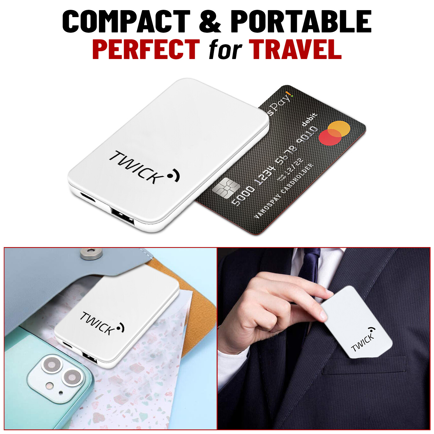 20W Ultra Slim Fast Charger Plug, Dual Ports, USB C PD & USB QC ...