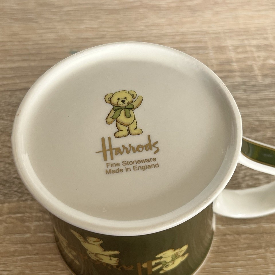 Harrods Green Teddy Bears Bows Fine Stonewear Coffee Mug Cottagecore ...