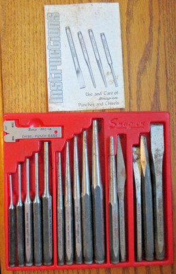 Snap-on Punch & Chisel Set 15 pcs w/plastic tray, gauge and care manual ...