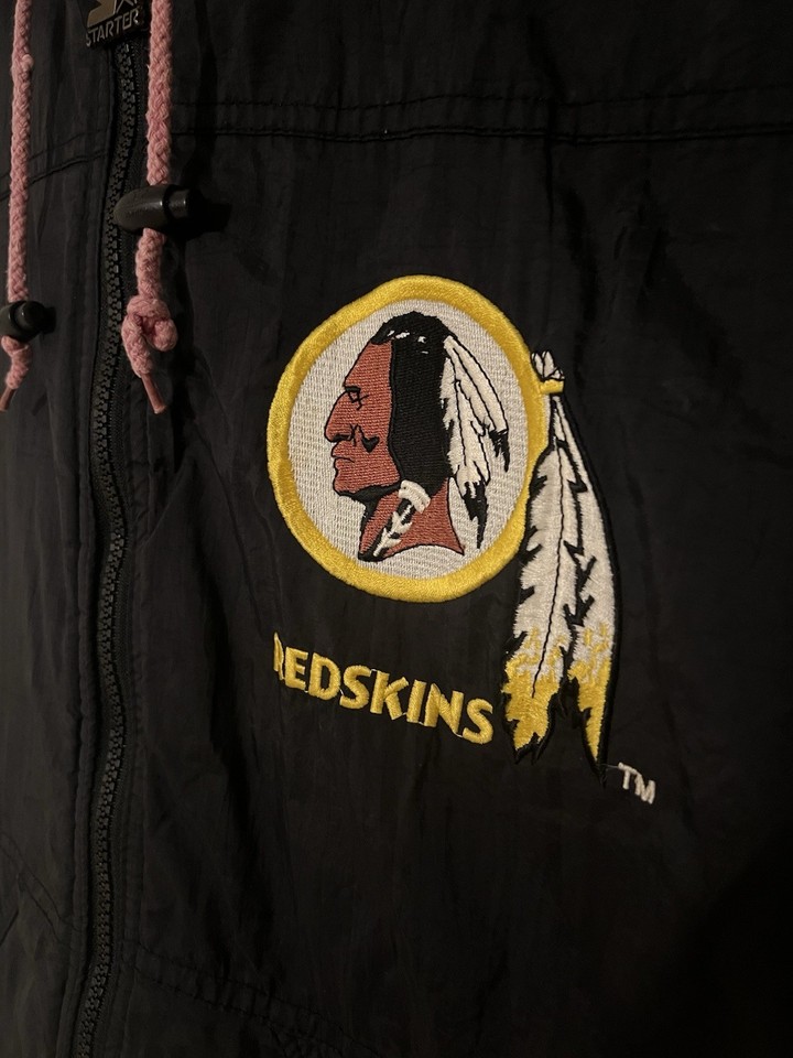 Starter Redskins Hooded Vest Vintage Men’s Large Black R Words ...