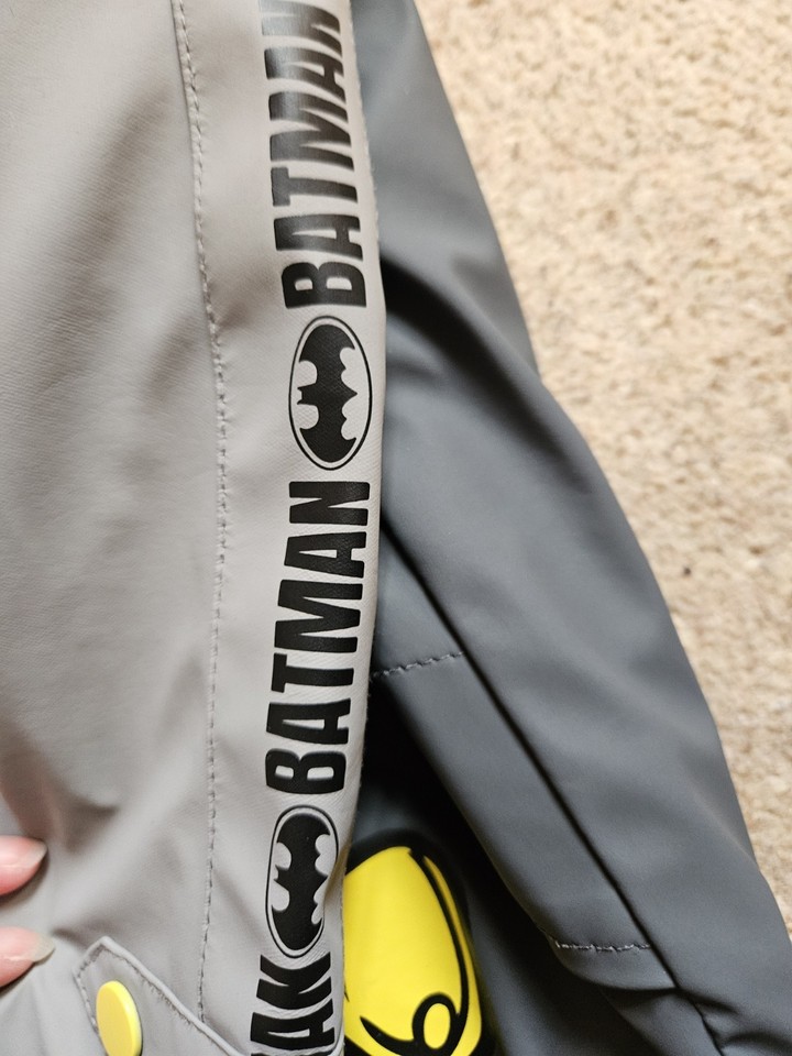 Boys Grey And Yellow Batman Jacket With Hood Age 2-3 | eBay UK
