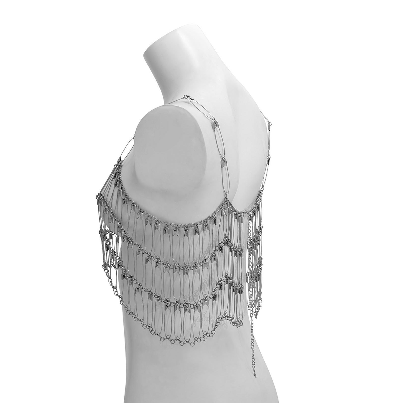 Trendy Metal Body Chain Fashion Bra Chain Bikini Harness Crop Top ...