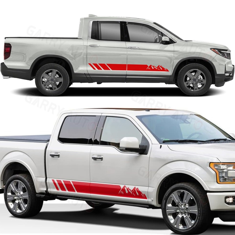 2x Mountain stripe Graphics Car Door Side Skirt Sticker For Car SUV MPV ...