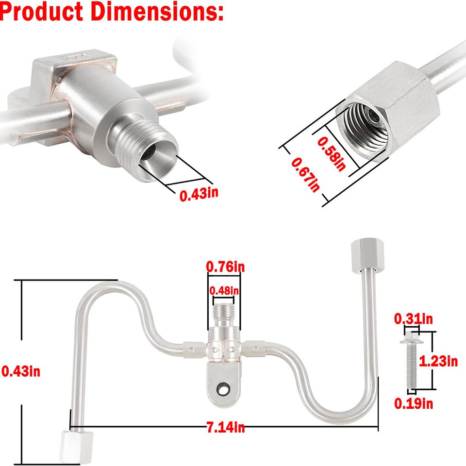 GM 12677002 Injector Fuel Rail Crossover Tube for 14-21 Chevrolet GMC ...