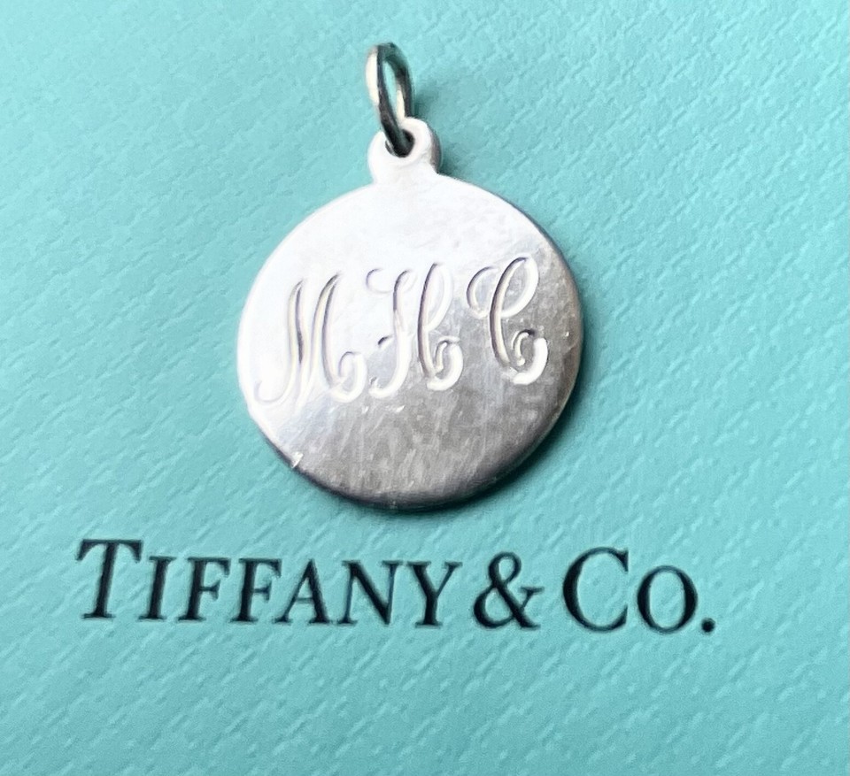 TIFFANY & CO. Sterling Silver Tiffany Round Tag Pendant with Initials ...