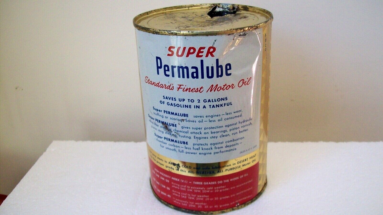 Vtg Standard Oil Super Permalube Oil Can Quart Gas Service Station | eBay