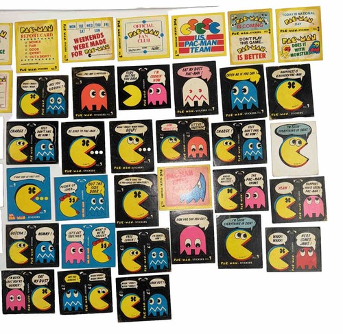1980 Lot of 43 Pac Man Stickers Bally Midway MFG Co Including 5 Rub-Off ...