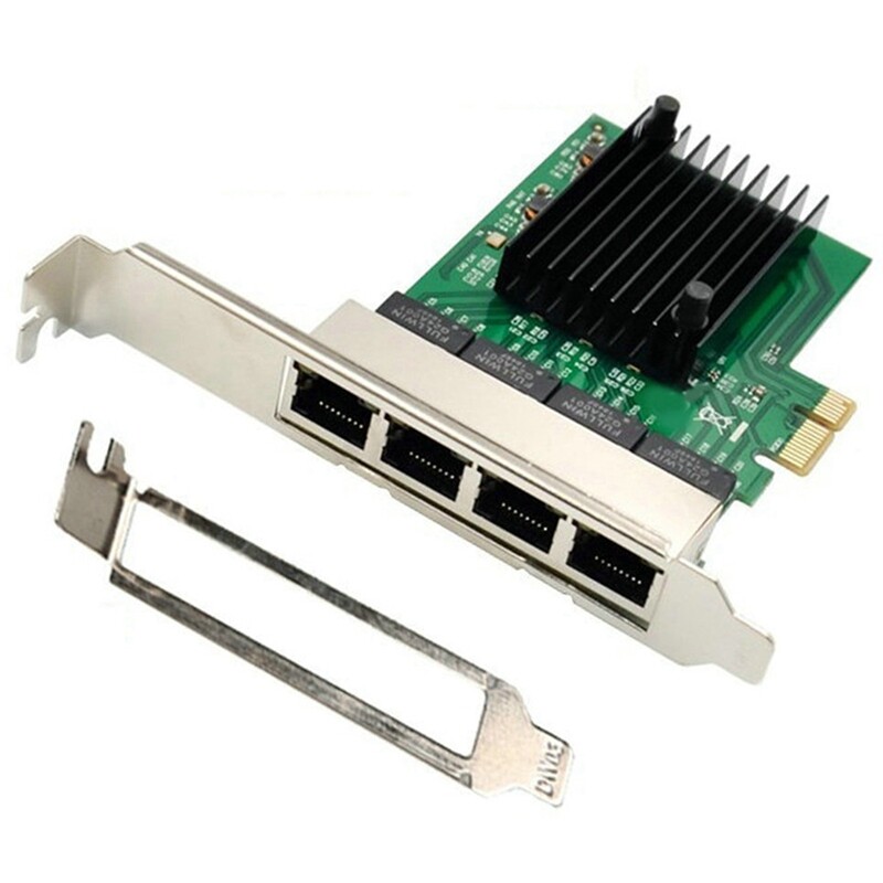 2X RJ-45 4-Port Ethernet Server Adapter Gigabit Card PCI-E X1 Interface ...