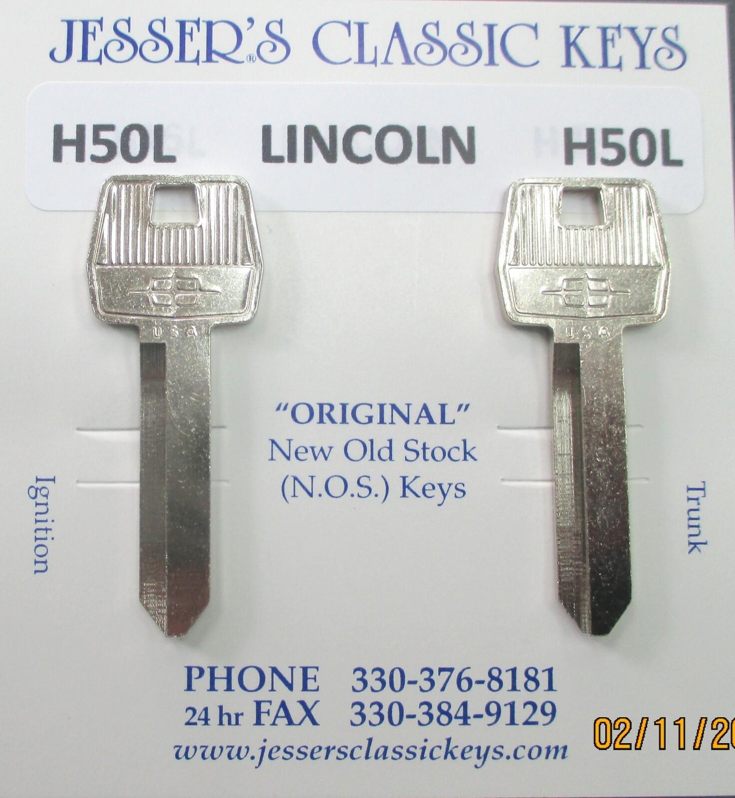 2 NOS Lincoln Star Nickel H50L Five Cut Ignition Keys 1977 1978 1979 ...