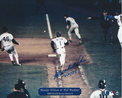 MOOKIE WILSON 8x10 SIGNED 1986 WS CHAMPS FAMOUS PLAY GEDMAN STANLEY ...