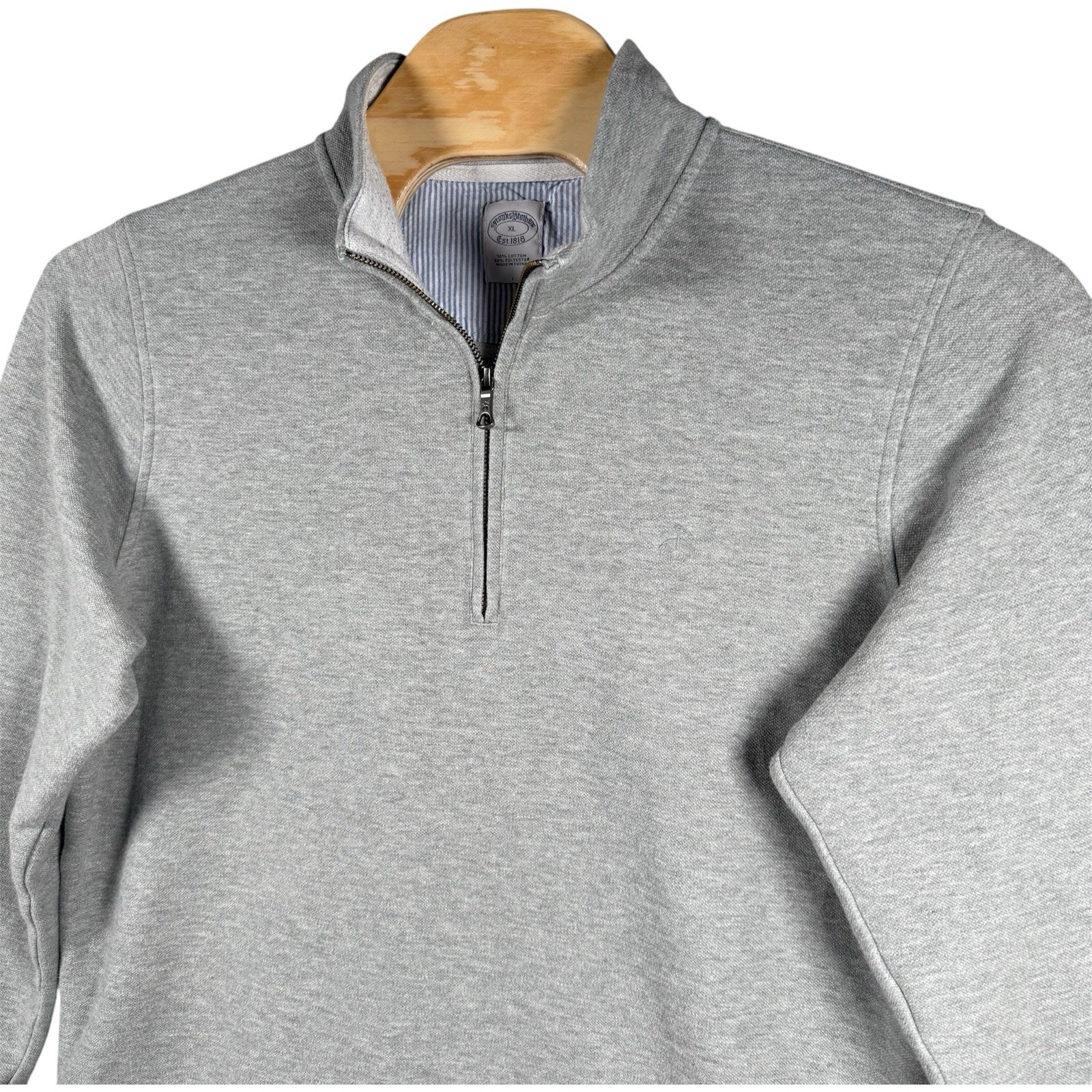 Brooks Brothers Quarter Zip Mens XL Gray Logo Embroidered 1/4 Pullover ...