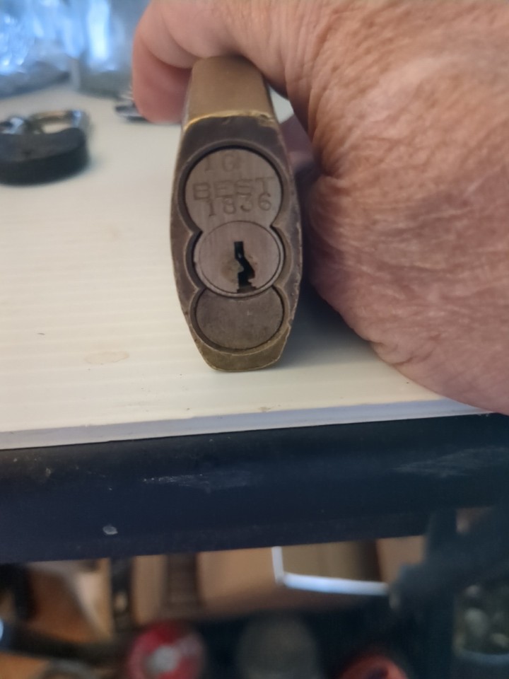 Vintage BEST "BOWTIE" Brass Padlock NO KEY Chevrolet Engine Plant | eBay