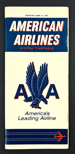 1961 AA American Airlines System Time Tables Flights Schedules Vintage ...