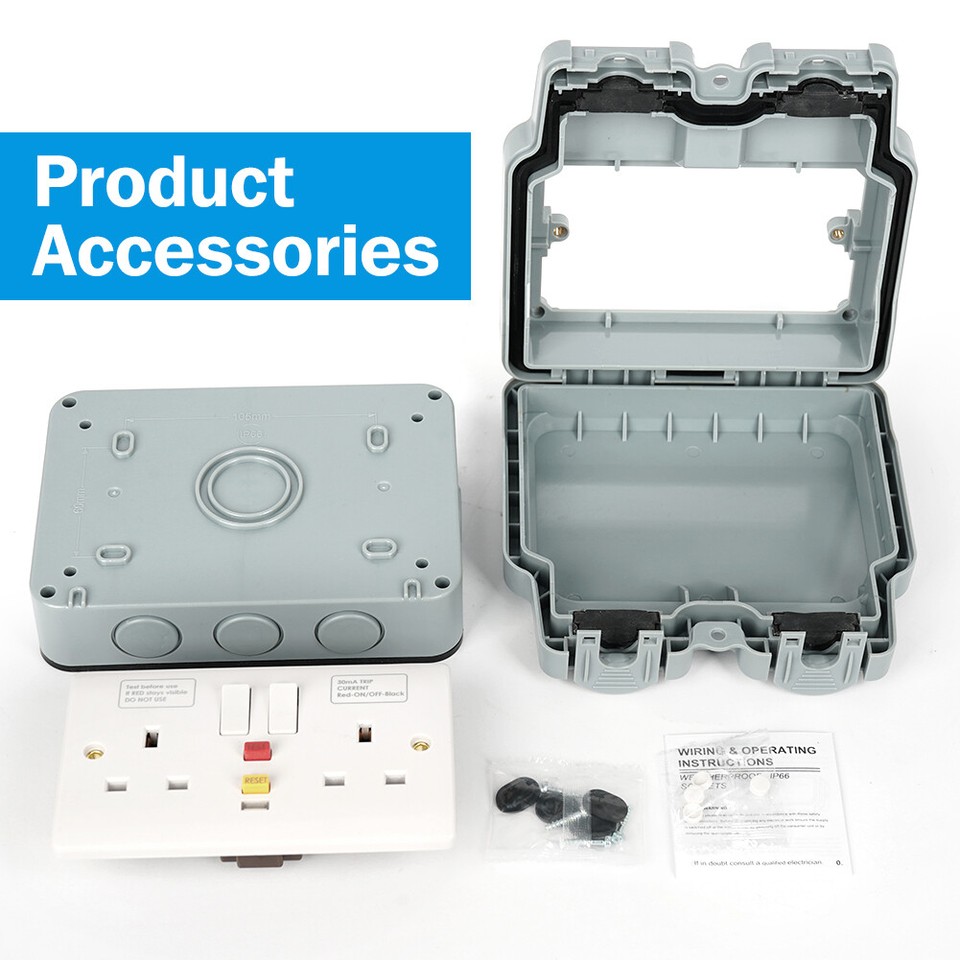 OUTDOOR SOCKET WEATHERPROOF STORM DOUBLE SWITCHED RCD SOCKET 13 AMP 2 ...