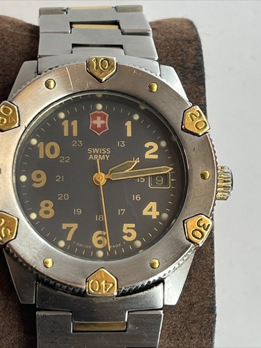 SWISS ARMY WATCH LANCER 200 DIVER GOLD TT With New Battery Working ...