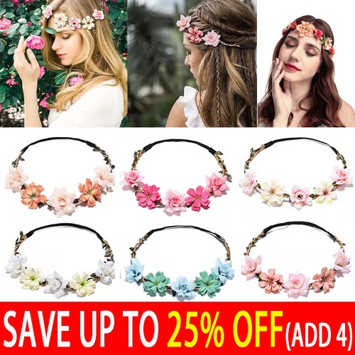 Flower Headband Head Garland Hair Band Crown Wreath Festival Boho Hippy ...