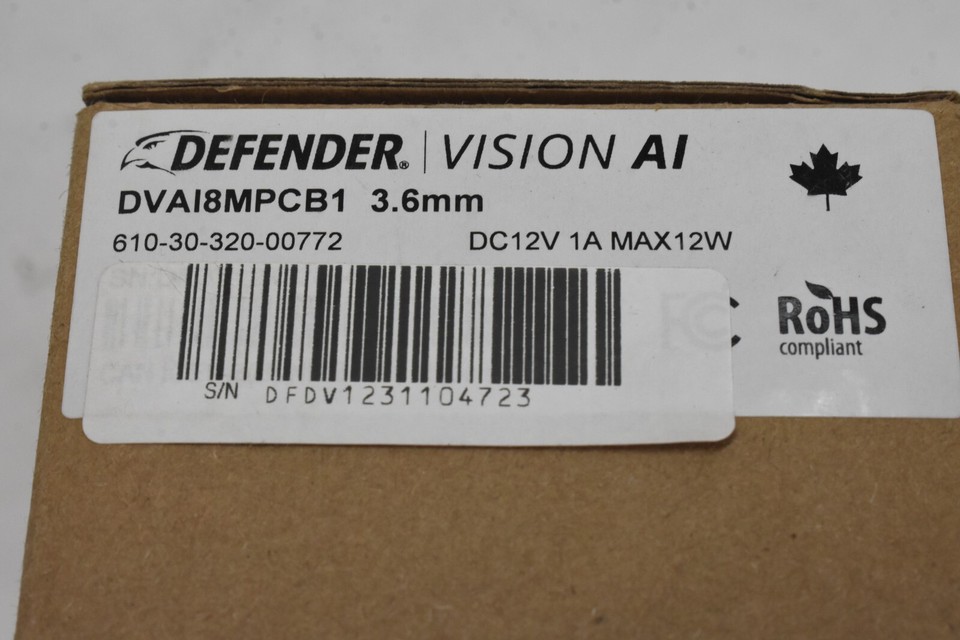 Defender AI Vision DVAI8MPCB1 Replacement Add On Camera DC12V 1A Max ...