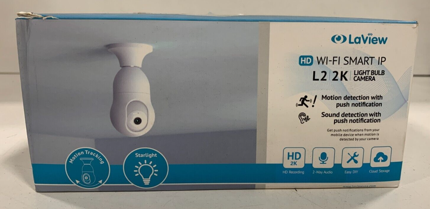 LAVIEW 4MP Bulb Security Camera 2.4GHz, 360° 2K Security Cameras 2 Pack ...