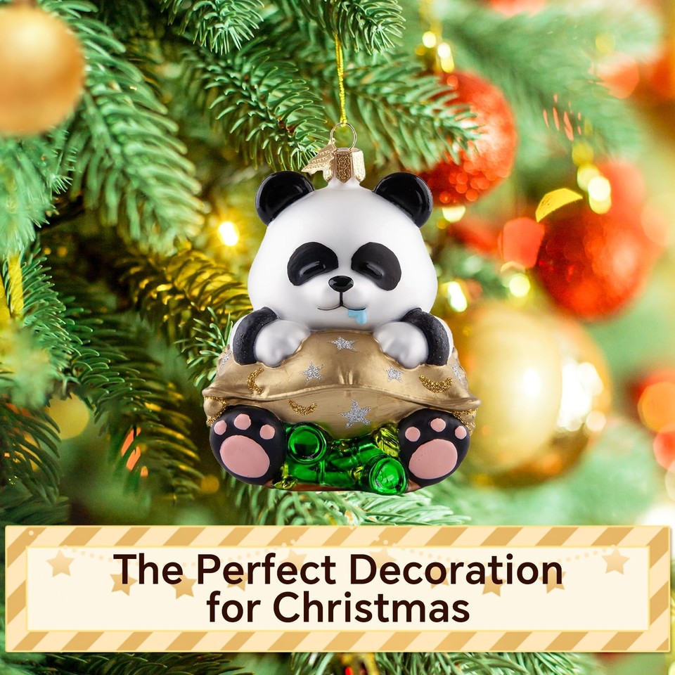 Panda Christmas Tree Ornaments, Handmade Glass Blown Ornaments for Tree ...