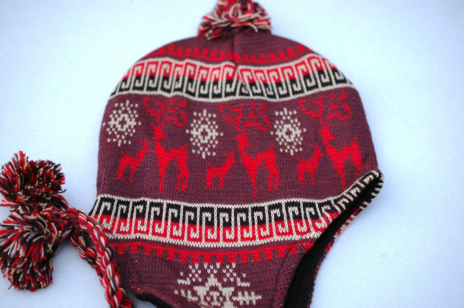 NEW MENS - WOMENS - PERUVIAN SKI HAT FLEECE LINED BOBBLE POM ONE SIZE ...