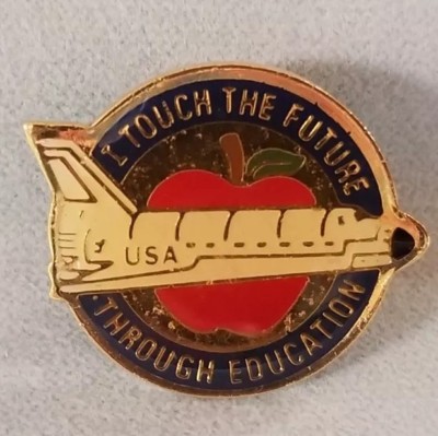 Space Shuttle I Touch The Future through education Lapel Hat Pin | eBay