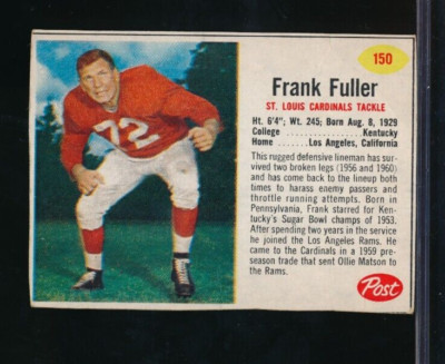 1962 Post Cereal Frank Fuller #150 set break | eBay