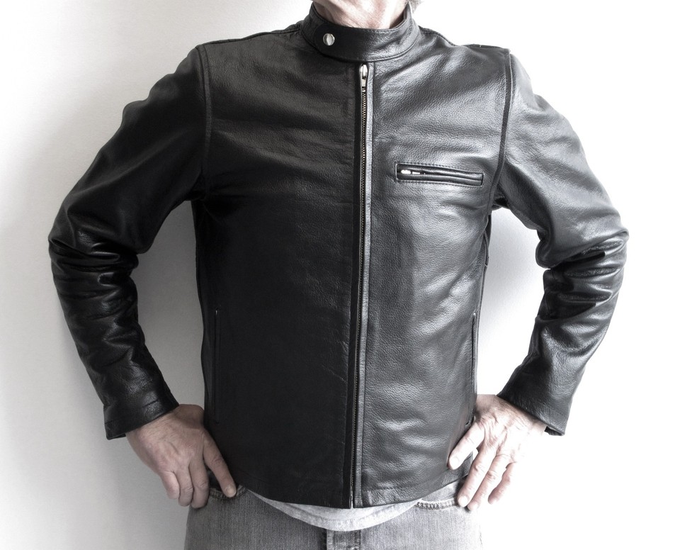 OUTLAW CYCLE LEATHER MOTORCYCLE JACKET CLUB STYLE FULL GRAIN LEATHER ...