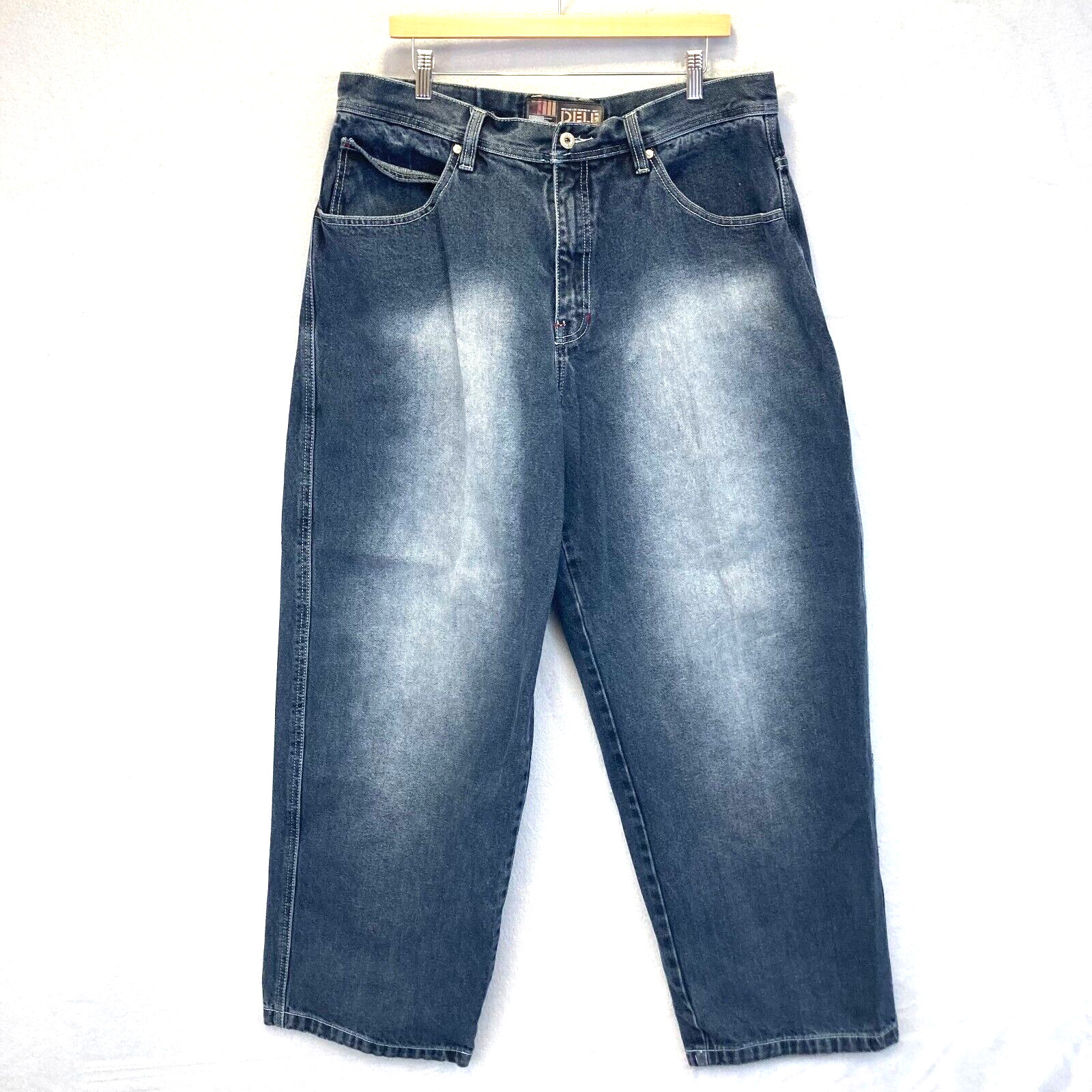Vintage DELF Baggy Jeans Mens 38x32 Blue Skater Wide … - Gem