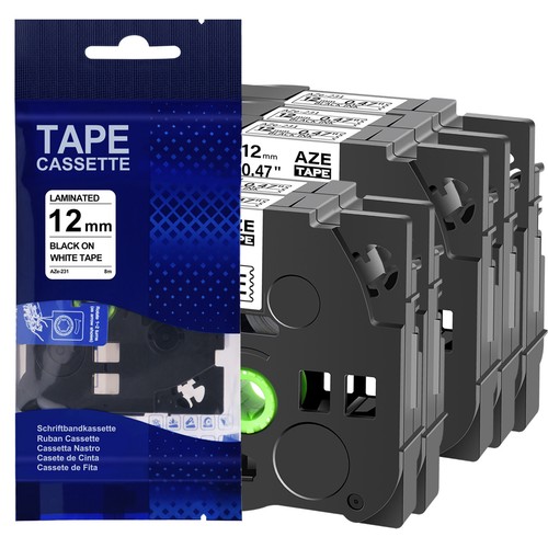 5Pack Compatible Brother TZe231 TZ231 0.47" Laminated White Label for ...