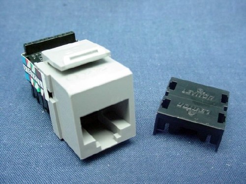 Leviton Gray Quickport 8-Wire Voice Snap-In Phone Jack RJ45 Telephone ...