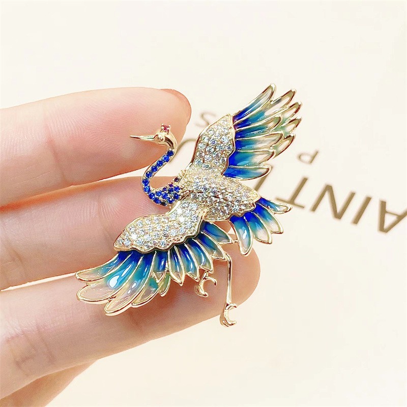 Chinese Ancient Style Crane Brooches For Women Clothing Coat Jewelry ...