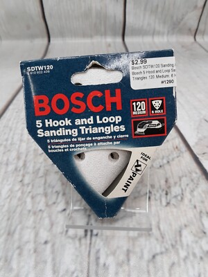 Bosch SDTW120 5 Hook and Loop Sanding Triangles 120 Medium Grit 6 Holes ...