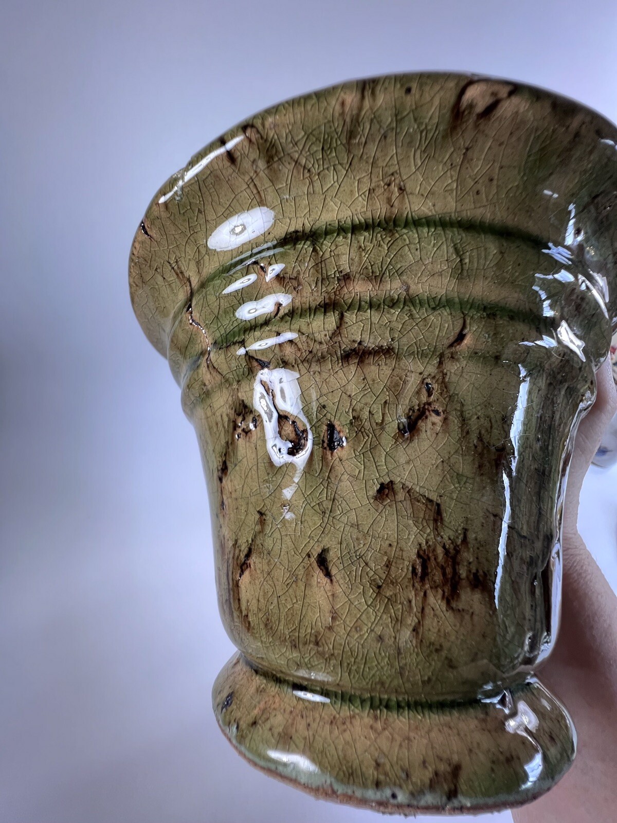 Vintage Hosley TM Pottery Vase Art, Glazed Finish, Brown And Green ...