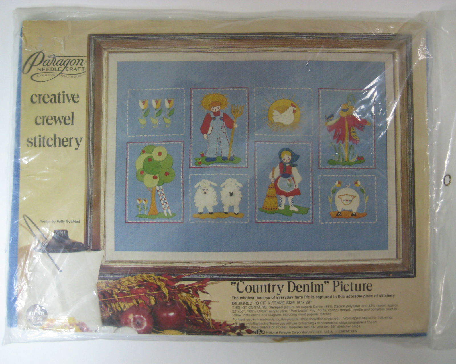 Paragon Crewel Embroidery Kit Country Denim Farmer Sheep Scarecrow Pig ...