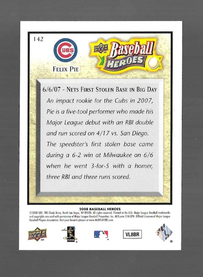 FELIX PIE 2008 Upper Deck Baseball Heroes #142 CHICAGO CUBS | eBay